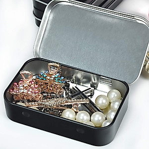 Aybloom Metal Rectangular Empty Hinged Tins - Black Mini Portable Box Containers Small Storage Kit & Home Organizer for Storage Drawing Pin Candies Jewelry Crafts(Black, 40 Pack)