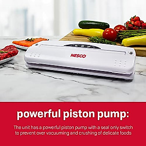 Nesco VS-01 One Touch Operation Food Vacuum Sealer with Vacuum Sealer Bags, White