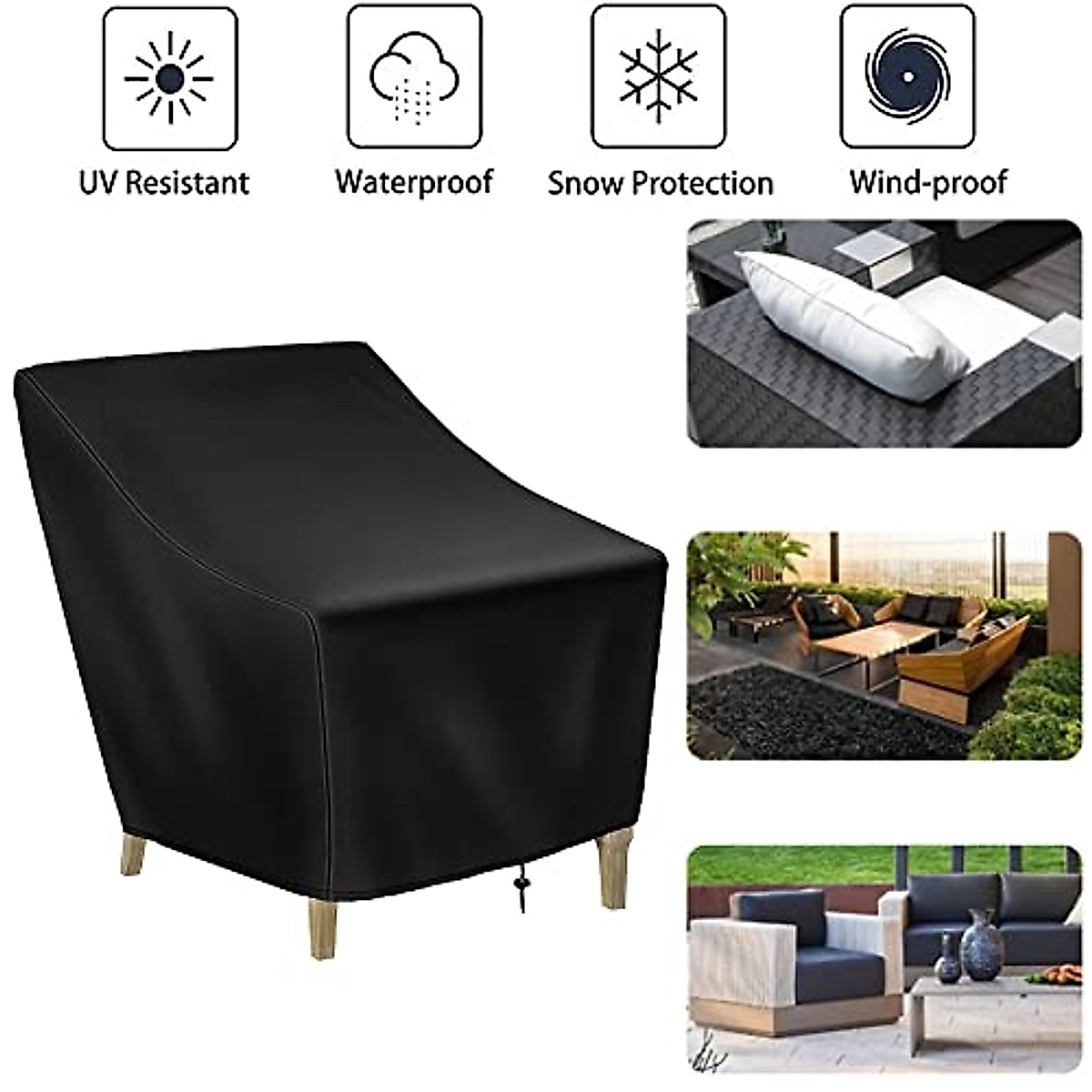 Patio Chair Cover Outdoor Skyour Waterproof Single Lounge Deep Chair Sofa Furniture Protector Covers for Backyard Veranda Lawn Garden (1)