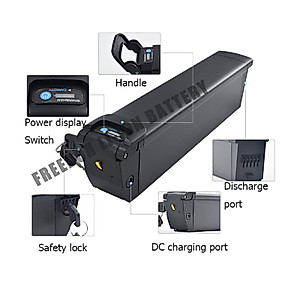 FREEDOH E-Bike Battery 48V 8Ah Down Tube Battery 48V Ebike Lithium Ion Battery High Power Li-ion Battery Pack for 400W Motor with Charger and BMS