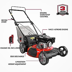 PowerSmart 21 in. 144cc 3-in-1 Gas Walk-Behind Push Lawn Mower with Bag (DB2321PR)