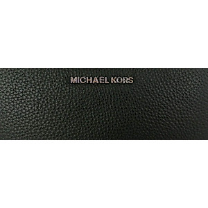 Michael Kors Jet Set Travel Continental Zip Around Leather Wallet Wristlet (Black with Silver Hardware)