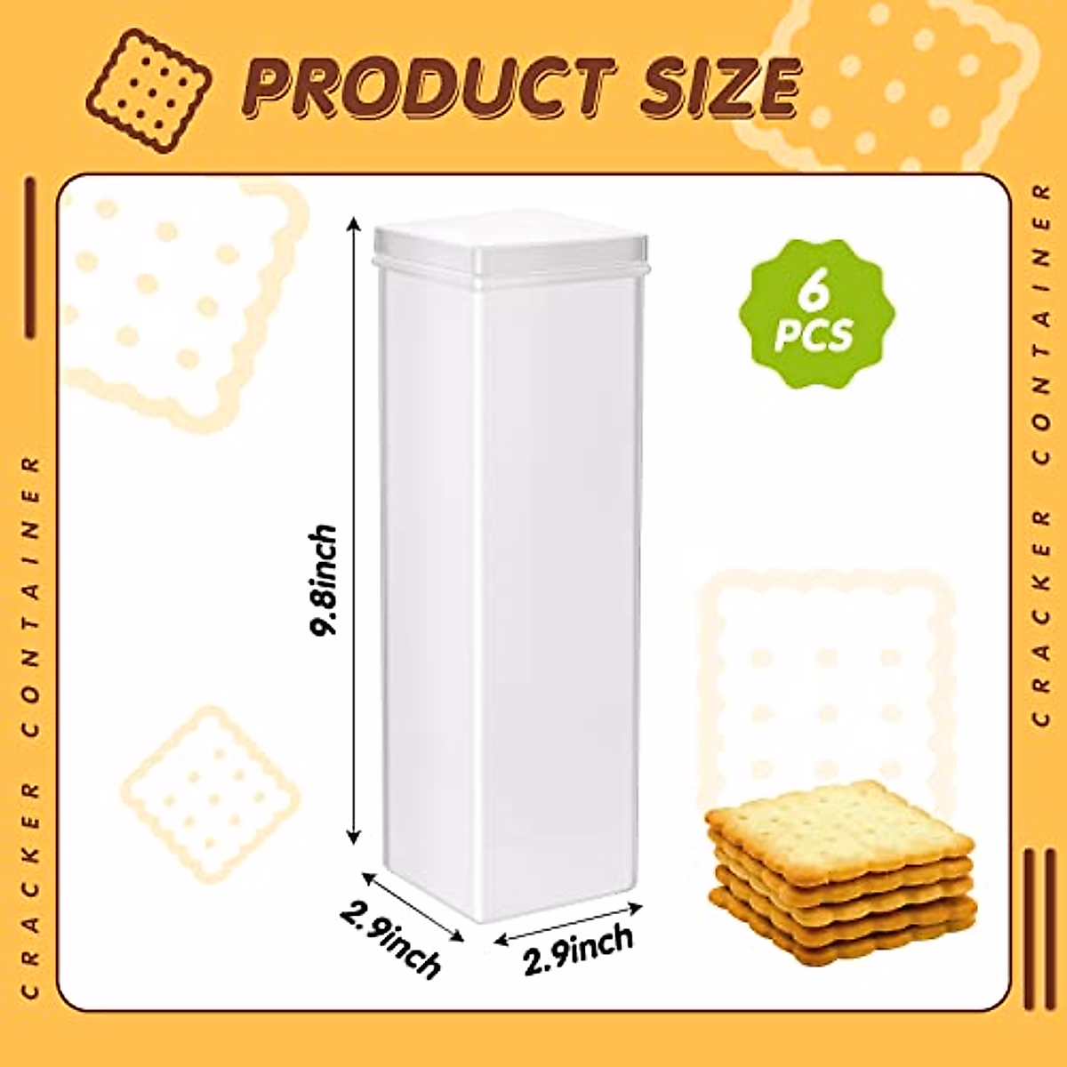 Set of 6 Square Cracker Keeper Plastic Saltine Cracker Sleeve Storage Container Tall Spaghetti Container Baking Soda Container Bread Saver for Airtight Cookie Cereal Fresh Food Holder