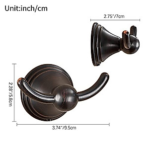 WOLIBEER Bronze Towel Hooks,Bathroom Coat Hook Oil Rubbed Bronze,Farmhouse Robe Wall Hook Double Hanger Wall Mounted 2 Pack Bath Accessories