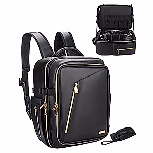 Relavel Makeup Backpack, Professional Makeup Bag for Backpack, Extra Large Travel Train Case, Cosmetic Organizer for Women, Makeup Artist Travel Case with Adjustable High Dividers(Black)
