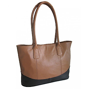 Casual Leather Handbag (#1827-8) (Brown/Black)