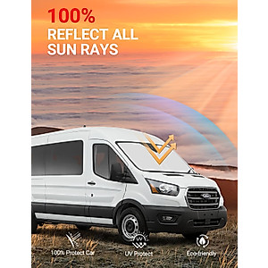 Proadsy 2024 Upgrade Front Windshield Sun Shade Foldable Sunshade Protector Custom Fit 2024 2023 2022 2021 2020 2019 2018 2017 2016 2015 Ford Transit Accessories