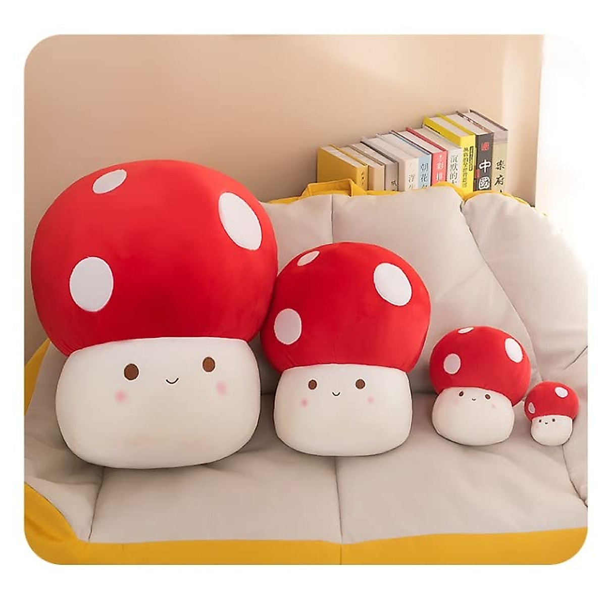 BULINGNA Cute Mushroom Plush Toy Cartoon Stuffed Animal Plushies Doll for Kids Adults Christmas/Birthday Gift for Boys Girls (9 inches, red)