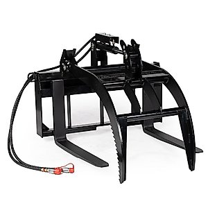 Titan Attachments Hydraulic Skid Steer Pallet Fork Grapple Attachment V2 with 60in Fork Blades, 1/2in Thick Steel Frame, Quick Tach Mounting System
