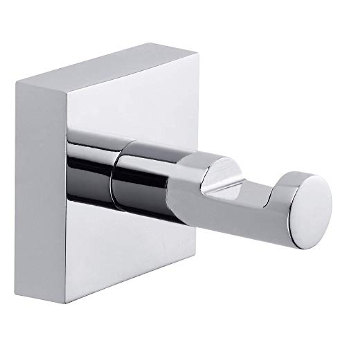 tesa EKKRO Bathroom Hook - No Drill Chromed Metal Self-Adhesive Hook for The Bathroom in Round Design - Stainless - Waterproof - Includes Removable Glue Solution