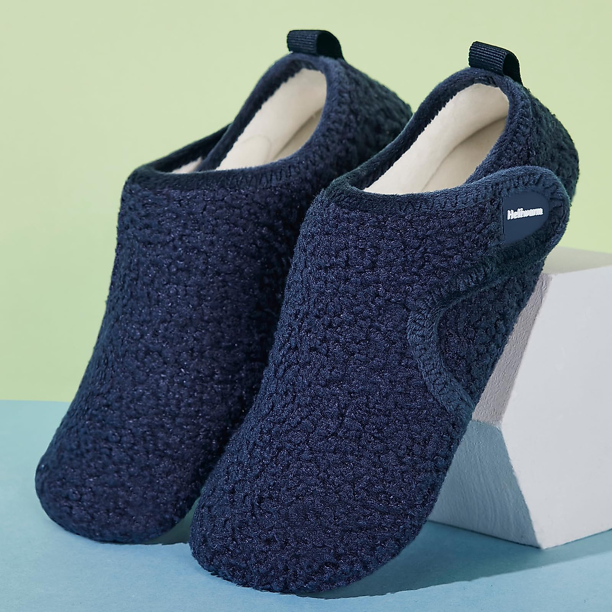 Heiiwarm Boys Toddler Girls Slippers Barefoot House Shoes Winter Warm House Slippers Cozy Lightweight Non-Slip Bedroom Indoor Socks Navy Toddler 10-11