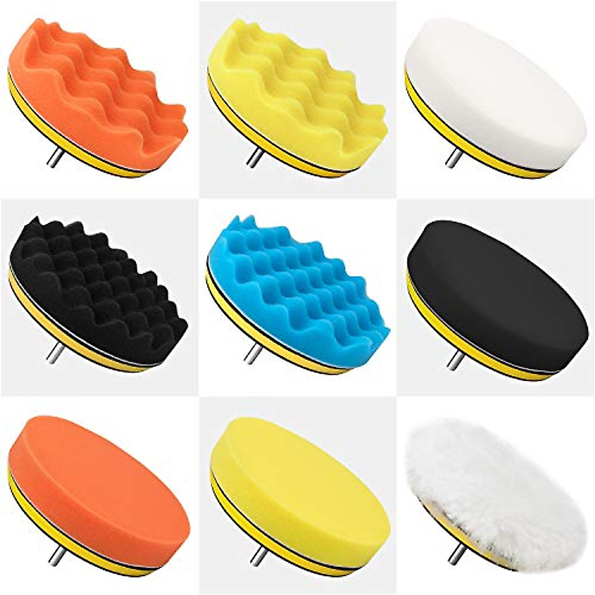 6 Inch Buffing and Polishing Pad Kit 11 PCS with Drill Adapter