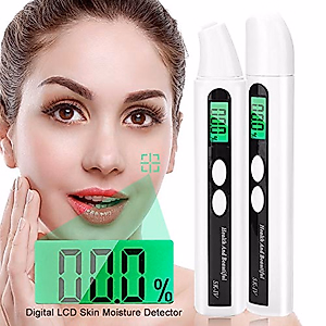 Skin Moisture Analyzer Portable, 0~99.9% Skin Moisture Detector Digital LCD Skin Face Moisture Oil Analyzer Monitor Tester Detector