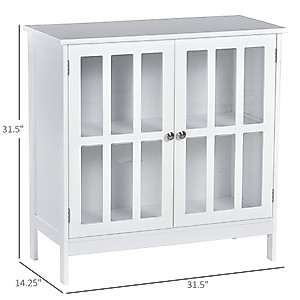 kleankin Sideboard Buffet, Storage Cabinet with 2 Doors, Credenza for Multifunction in Kitchen, Console, Living Room, White