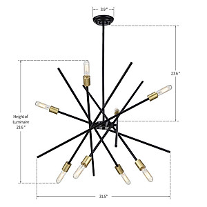 Sputnik Cedillo 8-Light Arm Adjustable Customize Size Chandelier Wrought Matte Black Antique Bronze Dining Room Settings or Entryways