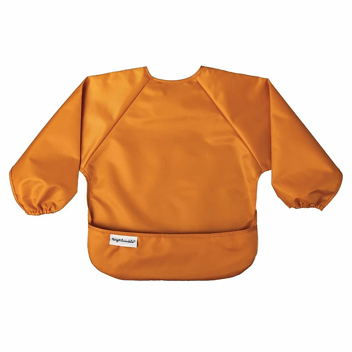 Tiny Twinkle Mess Proof Baby Bib, 2 Pack Long Sleeve Bib Outfit, Waterproof Bibs for Toddlers, Machine Washable, Tug Proof (Sand Cinnamon, Small 6-24 Months)