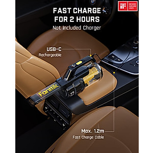 Fanttik RobustClean™ V9 Mate Cordless Car Vacuum, 13kPa/40AW, Handheld Vacuum with Various Attachments, 2-Hour Fast Charge, Lightweight Cordless Vacuum with LED-Display&Light, for Car Home Cleaning