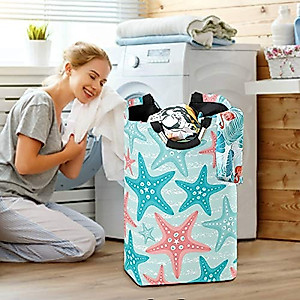 senya Nautical Ocean Starfish Large Storage Basket Collapsible Organizer Bin Laundry Hamper for Nursery Clothes Toys