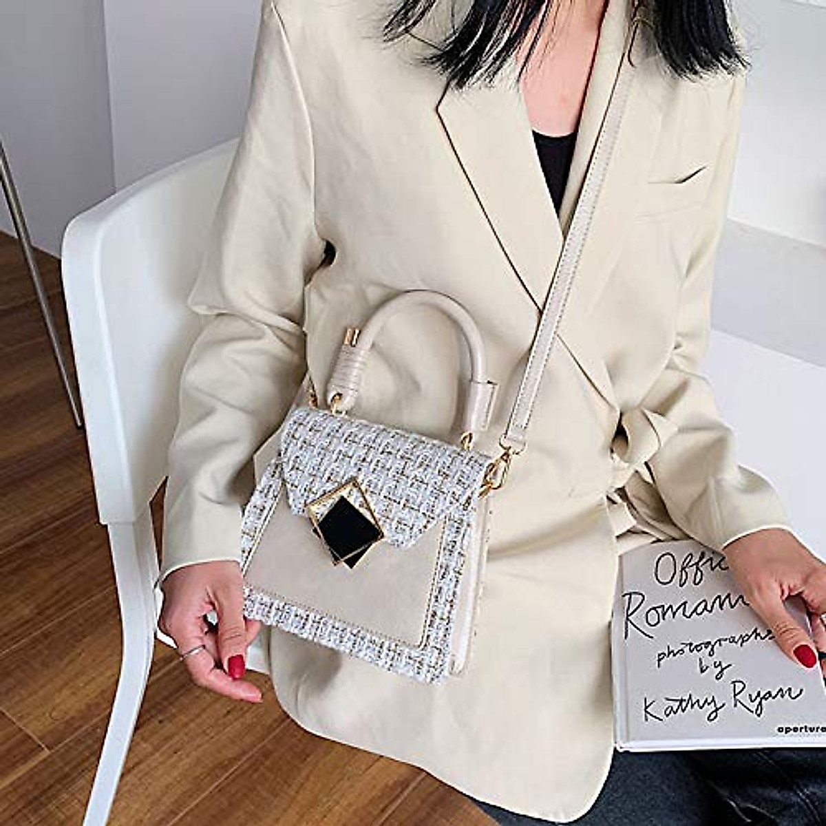 Goodbag Women Crocodile Pattern Leather Clutch Purse Detachable Shoulder Strap Tote Handbag, Coffee