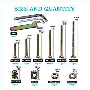 243PCS M6 Kit Crib Screws Baby Bed Screws Hardware Replacement Kit, Hex Socket Head Cap Screws Nuts for Furniture Beds Crib by SG TZH