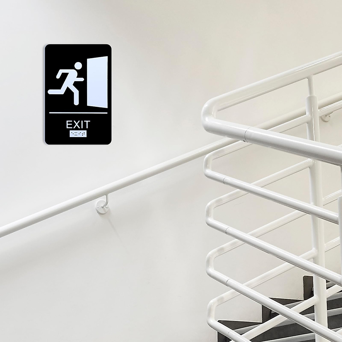 Ninehaoou 4 Pcs Exit Signs for Business ADA Compliant Exit Sign with Braille 9 x 6 Inch Modern Design Sign Exit Signs with Adhesive Mounting Strips for Indoor Outdoor Office Buildings Workplace