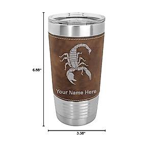 LaserGram 20oz Vacuum Insulated Tumbler Mug, Scorpion, Personalized Engraving Included (Faux Leather, Rustic)