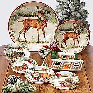 Certified International Winter Forest 8.25" Salad/Dessert Plates, Set of 4, Multicolored