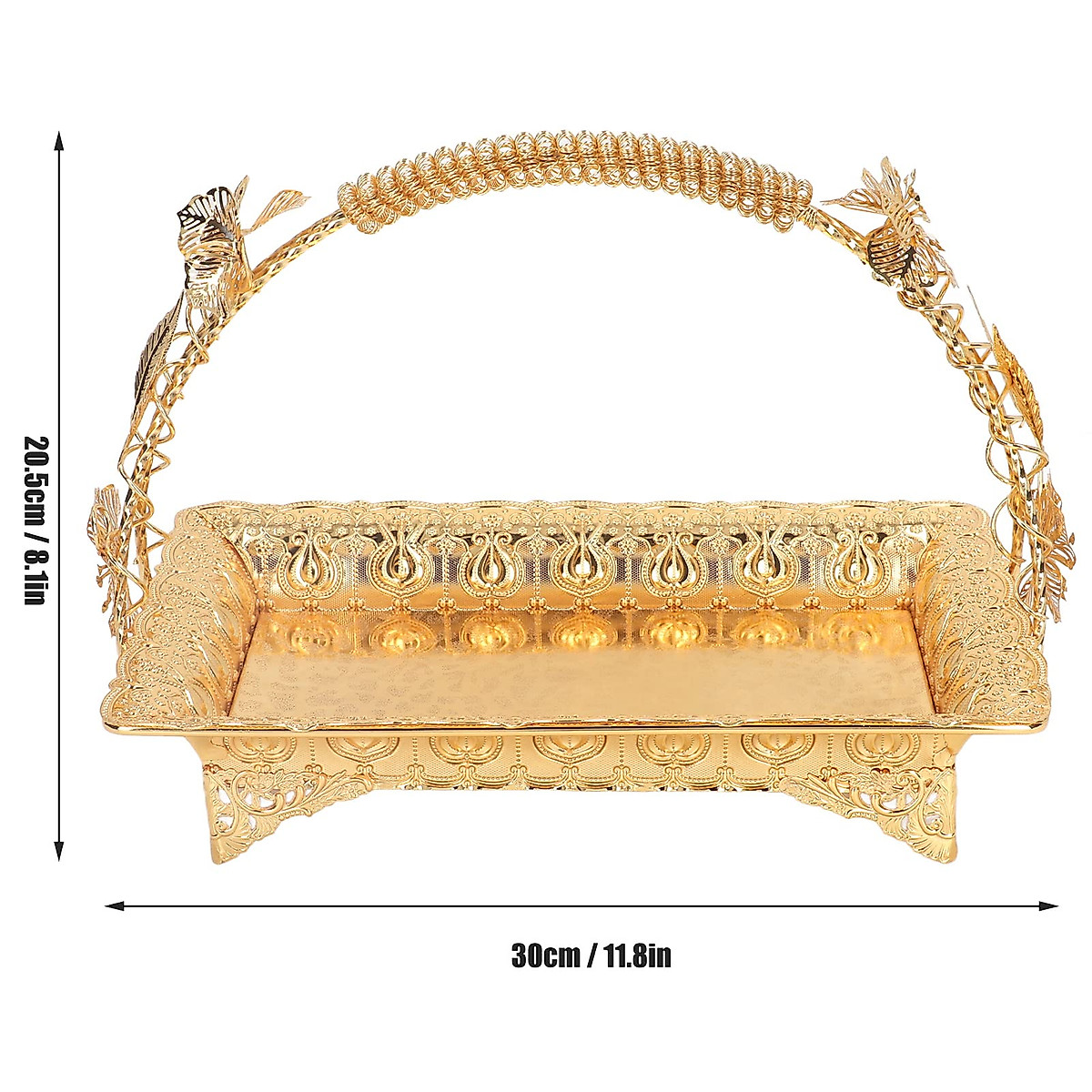 Food Serving Trays, Vintage Sturdy Zinc Alloy Elegant Tray with Handles for Home Bar Cafe