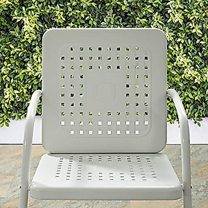 Crosley Furniture Bates 2-Piece Outdoor Chair Set, Retro Metal Patio Chairs for Dining, Porch, Deck, Balcony, White Gloss