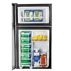 Igloo 3.2 Cu. Ft. Double Door Refrigerator with Freezer, Adjustable Temperature Control Down to 32 Degrees, Removable Glass Shelves, Perfect for Homes, Offices, Dorms, Apartments, Garages, Black