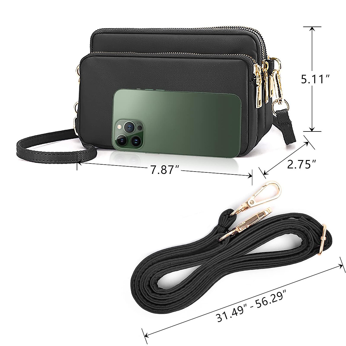 LassZone Women Cross Body Bag Small Shoulder Bag Phone Wallet Zipper Handbag Purse Adjustable Strap for Ladies