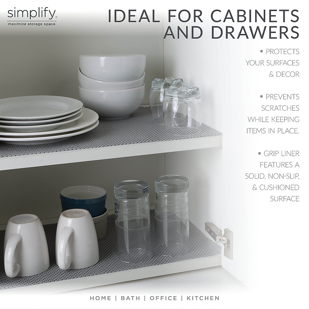 Grip Liner-Heavy Duty-Non-Adhesive Shelf Liner (12"x60", Grey)