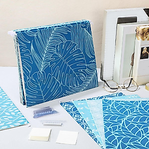 Estune 32 Pcs Decorative Hanging File Folders Letter Size Cabinet File Folders Organizers with 1/5 Cut Adjustable Tabs for Office Desk Filing Cabinet Home(Blues)