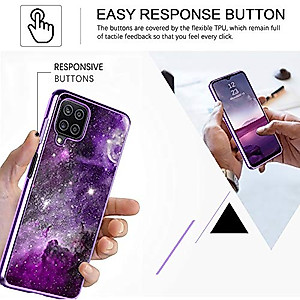 BENTOBEN Compatible with Samsung Galaxy A12 Case, Slim Fit Glow in The Dark Hybrid Hard PC Soft TPU Bumper Drop Protective Girls Women Men Phone Cover for Samsung A12 6.5", Purple Galaxy