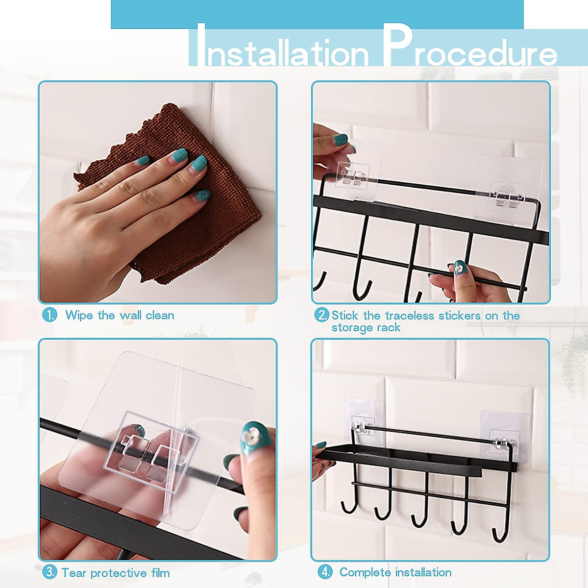 JOPBENG Stackable Metal Kitchen Storage Shelves, Cabinet Storage Shelf Rack, Cabinet Shelves and Paper Towel Holder for Pantry Shelf Bathroom Cupboard Organizers and Storage