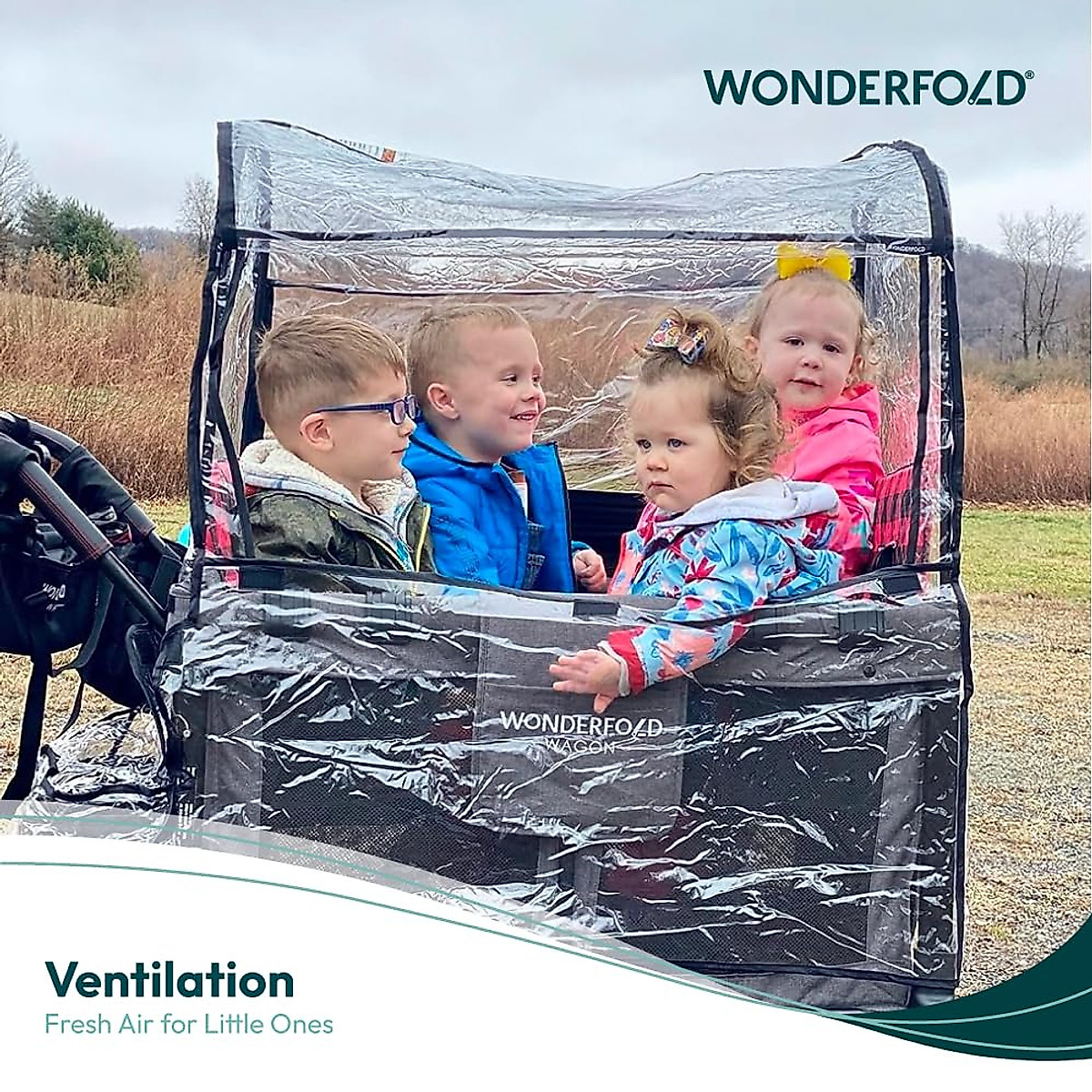 WONDERFOLD Stroller Rain Cover Made with Premium, Lightweight Transparent Sheet Featuring Small Ventilation Holes and Easy Access Hook-and-Loop Entrance (Fits Only W4 Elite/Luxe)