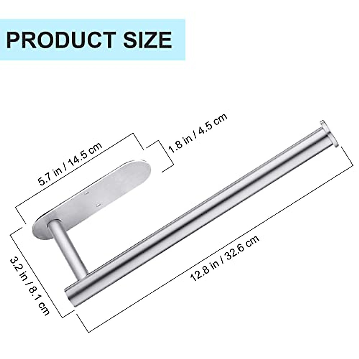 Paper Towel Holder Under Cabinet 2 Pack,Stainless Steel Paper Towel Holder Wall Mount for Kitchen, Bathroom, RV, Paper Towel Rack with Self Adhesive and Screws (Silver)