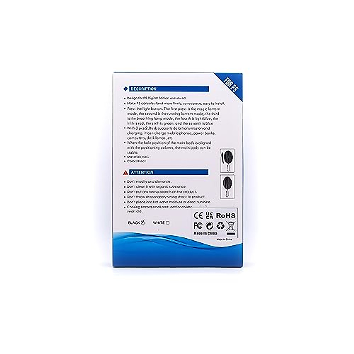 Tolesum RGB Vertical Holder Stand for PS5 Console, LED Light Base with 3 Extra USB Hub Docking Station Stand for PS5 Console - Black