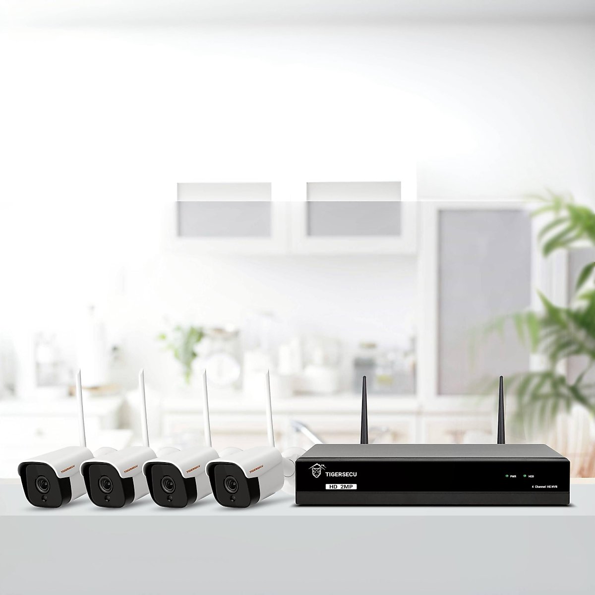 TIGERSECU 1080P WiFi NVR Security Camera System with 1TB Hard Drive, 8 Channel NVR, Weatherproof Cameras, Two Way Audio, Siren, AI Human Detection