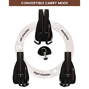 LOVEVOOK Sling Bag for Women, Sling Backpack Crossbody Bag Convertible, Small Diaper Bag Hiking Daypacks Water-resistant, Travel Shoulder Bag Chest Bag, Black Brown Beige