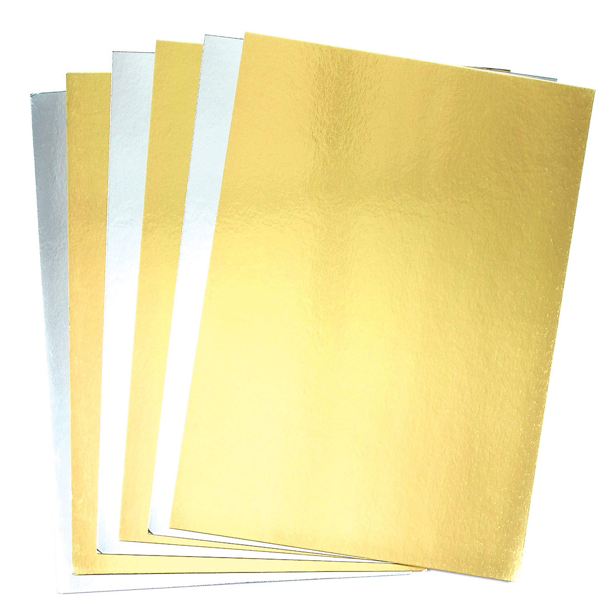 Baker Ross - AC375 A4 Gold & Silver Metallic Card (250 gsm) — ⁠Creative Art Supplies for Kids, Christmas Crafts, Card Making, and Decorations (Pack of 20)