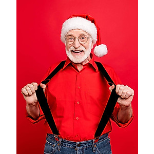 Moulen Men's X-Back 2 Inches Wide Heavy Duty Clips Adjustable Suspenders, Black, Size Large