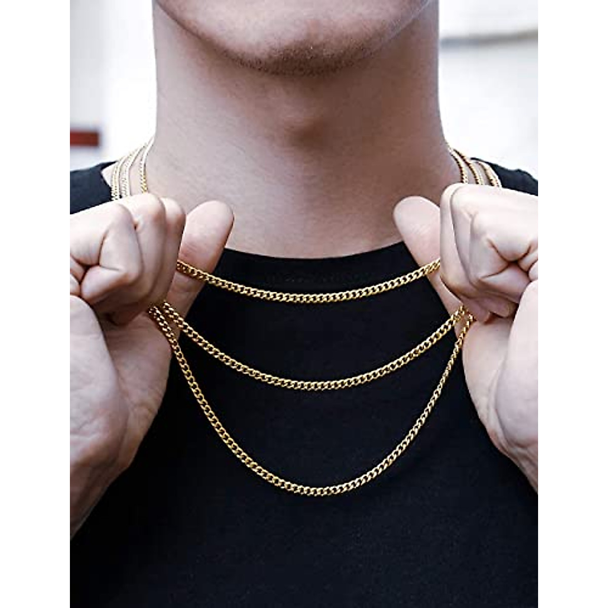 Waitsoul 925 Sterling Silver Cuban Chain Lobster Clasp 4mm 18k Gold Over Cuban Link Curb Chain Necklace for Women Men Diamond Cut 16-30 Inches(20)