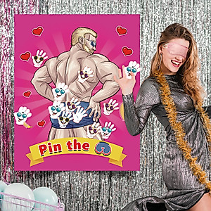 SUNALETTA Bachelorette Party Games, Pin The Sticker on The Hunk Bridal Shower Games for Bachelorette Girls Night Wedding Shower Engagement Funny Games 24 Guests