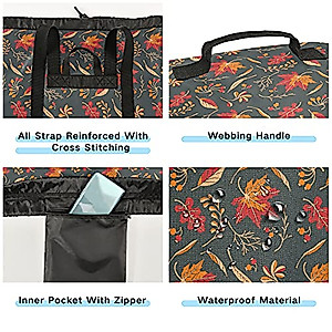 Autumn Leaves Thanksgiving Laundry Bag Heavy Duty Laundry Backpack with Shoulder Straps Handles Travel Laundry bag Drawstring Closure Dirty Clothes Organizer For Camp College Dorm and Apartment