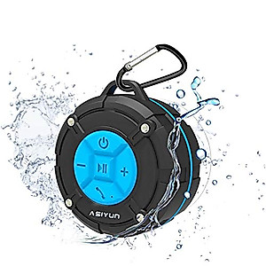 ASIYUN Shower Speaker, IPX7 Waterproof Bluetooth Speaker, Loud HD Sound, Portable Wireless Speaker with Suction Cup & Sturdy Hook, Built-in Mic, for Shower, Pool, Beach, Outdoor(Blue)
