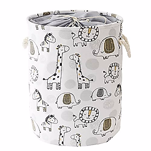 INough Baby Hamper Kids Laundry Basket, Laundry Hamper for Nursery Boys, Kids Storage Basket Safari Nursery Room Decor Clothes Hamper with Drawstring Closure Kids Hamper for Toddler Toys (Giraffe)