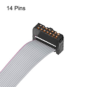 uxcell IDC Wire Flat Ribbon Cable FC/FC Connector A-Type 14 Pins 2.54mm Pitch 1m Length Gray