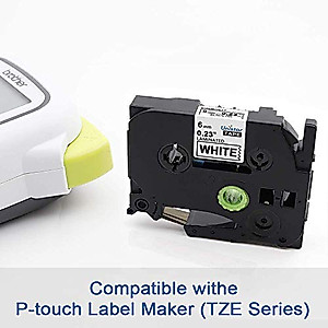Unistar Compatible Label Tape Replacement for Brother P-Touch TZ Tape 6mm, TZE211 Tze-211 TZ211 Laminated Tape for Label Maker PT-D210, PT-D200, PT-D600, Black on White, 1/4 Inch x 26.2 Feet, 3-Pack
