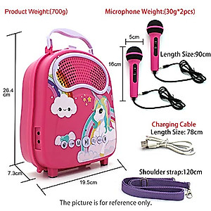 Kids Karaoke Machine for Girls Boys with 2 Microphones Portable Children Singing Machine Includes Voice Change/Storage Space Bluetooth Toddler Karaoke Speaker Toy Gift for Birthday Festival